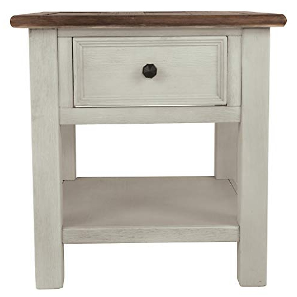 Signature Design by Ashley Bolanburg Farmhouse Square Two Tone End Table, Antique Cream