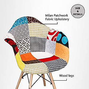 Aron Living Pyramid 17.5" Cotton and Wood Armchair in Multi-Color