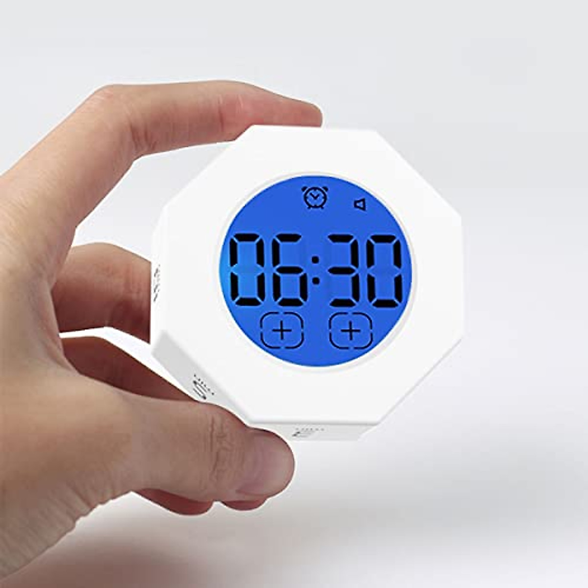 XJ-HOME Multi-Hex Clock Timer (White Version), Digital Clock Timer, Backlight Display, 12/24 Hour Mode, Up and Down Timer, Rotating Display, Various Time Presets for Studying, Cooking, Exercise