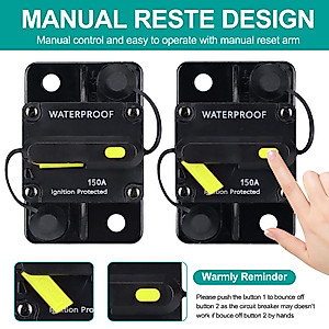 150 Amp Circuit Breaker,with Manual Reset,12V-48V DC, for Car Marine Trolling Motors Boat ATV Manual Power Protect and Automotive Marine Boat Audio System Protection