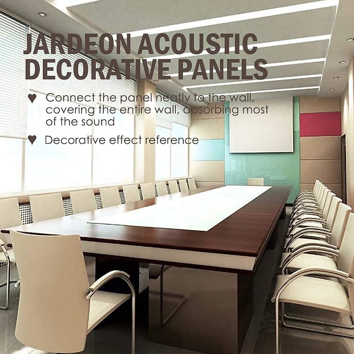 Jardeon Acoustic Absorption Panels Camel Sound Absorbing Padding Soundproof Wall Tiles, Beveled Edge, 16" X 12" X 0.4", 6 Pack