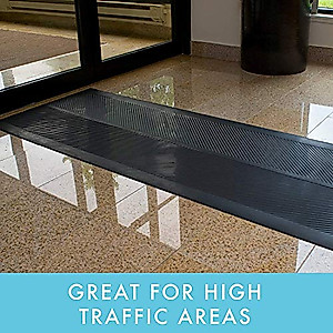 ClimaTex Indoor/Outdoor Rubber Runner Mat, Door Mat for Floor Protection, 27" x 8', Black (9A-110-27C-8)
