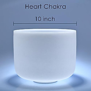 TOPFUND F Note Crystal Singing Bowl Heart Chakra 10 inch with Heavy Duty Carrying Case and Suede Mallet