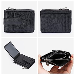 Fependu Slim Wallet for Women Thin Womens Card Holder RFID Blocking Genuine Leather Small Wallets Black