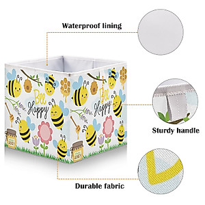 ALAZA Foldable Storage Bins, Cute Bees and Honey Storage Boxes Decorative Basket for Bedroom Nursery Closet Toys Books