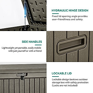 YITAHOME 260 Gallon Double-Wall Deck Box with Divider & Side Handles, Outdoor Large Storage for Patio Furniture Cushions, Garden Pool Accessories, Water Resistant & Lockable