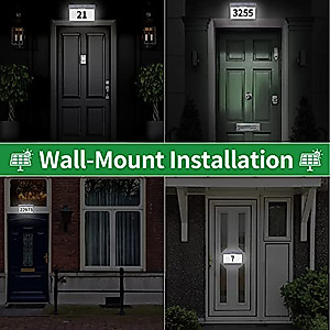 Solar Lighted House Numbers for Outside, EnSoleille Waterproof LED Address Signs Wall Mounted & In Ground, Solar Powered Address Plaques with Stakes for House Yard Garden, Innovative Dual Installation