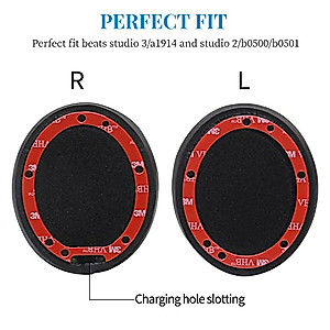 Studio 3 Replacement Ear Pads Comfort Gel Studio3 Wireless Ear Cushions Upgrade Earpad Replacement Parts Compatible with Beats Studio 3 Wireless/A1914 and Studio 2 (B0501/B0500) Headphones