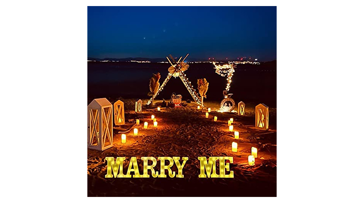 Marry Me LED Marquee Lights for Romantic Proposals & Weddings