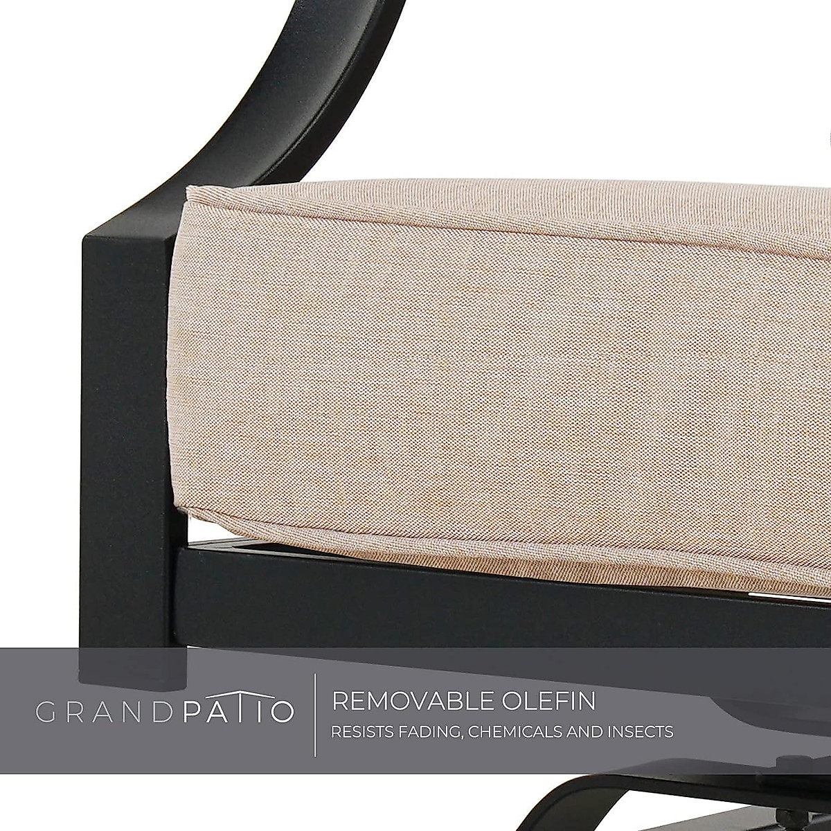 Grand patio Outdoor Patio Seating Chair, Motion Chair, Stationary Rocker, Padded Cushion Chair, Set of 2-Beige