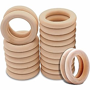 WUUDAR 20Pcs Wooden Rings for Crafts, 55mm - Smooth Unfinished Macrame Rings – Durable & Lightweight Wood Rings for Jewelry, DIY Making, Crafts & Home Decor