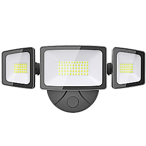 Onforu 55W LED Security Light, 5500LM Super Bright Outdoor Flood Light Fixture with 3 Adjustable Heads, IP65 Waterproof, 6500K White Wall Mount Exterior Security Light for Eave, Yard, Garden, Porch