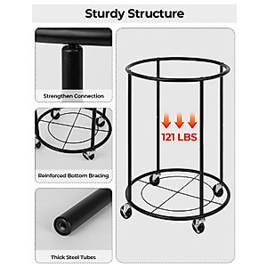 StorageWorks Laundry Basket with Wheels, 210L Extra Large Rolling Laundry Hamper, Round Laundry Cart with Steel Frame and Removable Bag, 4 Casters and 2 Brakes, Beige, 1-Pack