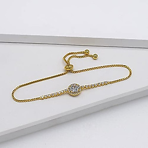 UDYLGOON Round Earrings Necklace Bracelet Jewelry Set For Women Bridal Bridesmaid Party Prom Daily (Gold)