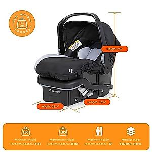 Baby Trend EZ-Lift 35 Plus Ergonomic Lightweight FAA Approved Rear-Facing Infant Car Seat with Multi-Position Base and Cozy Cover, Stormy