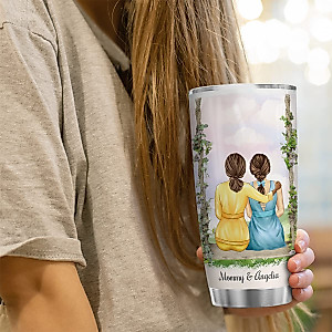 wowcugi Personalized Tumbler Mother & Daughter Forever Linked Together Tumblers With Lid 20oz 30oz Double Walled Vacuum Insulated Stainless Steel Coffee Cup For Moms Mothers Day Birthday Christmas