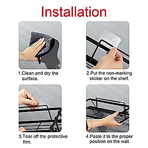 Shower Caddy,Bathroom Organizer,Shower Organizer (2 Pack),Adhesive Shower Organizer No Drilling,Self Adhesive Bathroom Shelves Basket,Corner Shower Shelf with 6 Hooks,bathroom storage