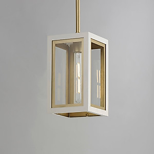 Maxim Lighting 30051CLWTGLD I Neoclass Collection 12 Inch One Light Outdoor Ceiling Pendant I White & Gold Finish I Modern Contemporary Light Fixture I Adjustable Height I