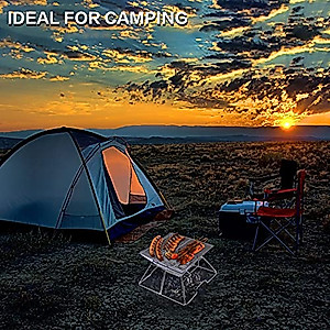 LynsaTac 12.6” Stainless Steel Foldable Camping Grills with Carry Bag, Portable BBQ Grills for Camping Outdoor Picnic Hiking, Easy to Carry and Assemble, 12.6Lx12.6Wx8.7H inches