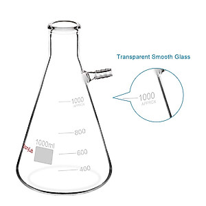 StonyLab 1000ml Borosilicate Glass Filtering Flask, Bolt Neck with Tubulation, 1L (1 Liter)