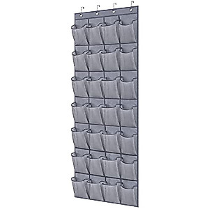 MISSLO 28 Large Pockets Hanging Shoe Organizer and 28 Large Pockets Hanging Shoe Rack Door Shoe Organizer Hanging Shoe Storage Hanger for Closet Mesh Holder