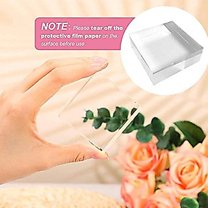 GUANLI Acrylic Square Display Block,Clear Riser Transparent Display Cases for Collectibles, Base,T Acrylic Square Display