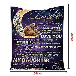 WOLMAZEN Blanket Daughter Gifts from Mom, Gift for Daughter, Bear Blanket Cute Funny Bear Animal Throw Blanket for Couch and Bed, Birthday Gifts