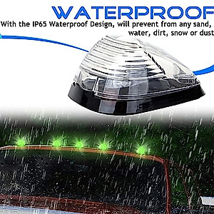 GLOFE 5X Clear Cab Marker Roof Running Lights with Green T10 LED Light Bulbs Assembly Compatible with Ford E150 E250 E350 E450 F150 F250 F350 F450 F550 Super Duty 1999-2016 Pickup Trucks