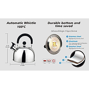 J&V TEXTILES Stainless Steel Whistling Tea Kettle, 2.5-Quart*