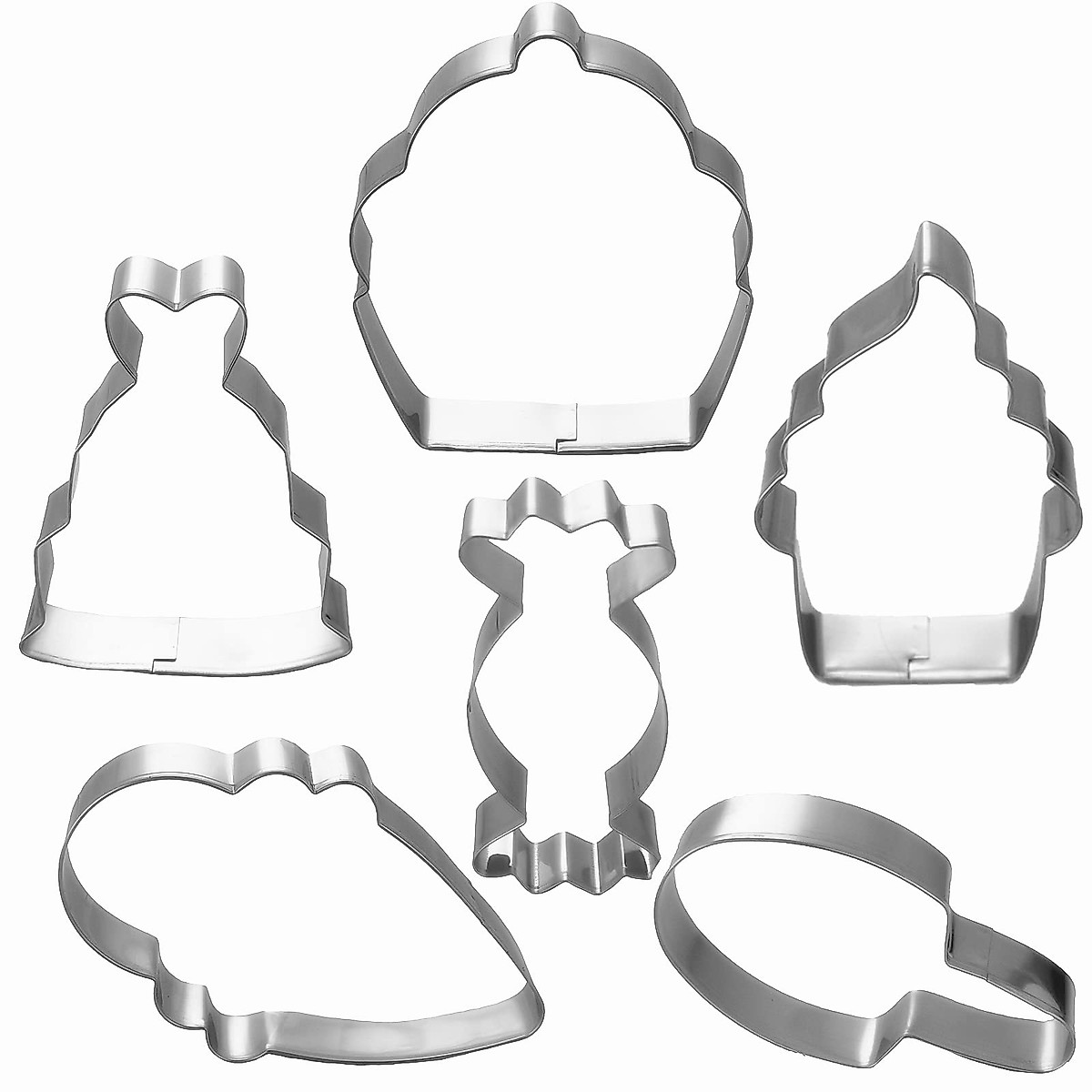 Summer Ice Cream Series Cookie Cutters Set of 6 pcs, Stainless Steel Fondant Cutter Molds Baking DIY