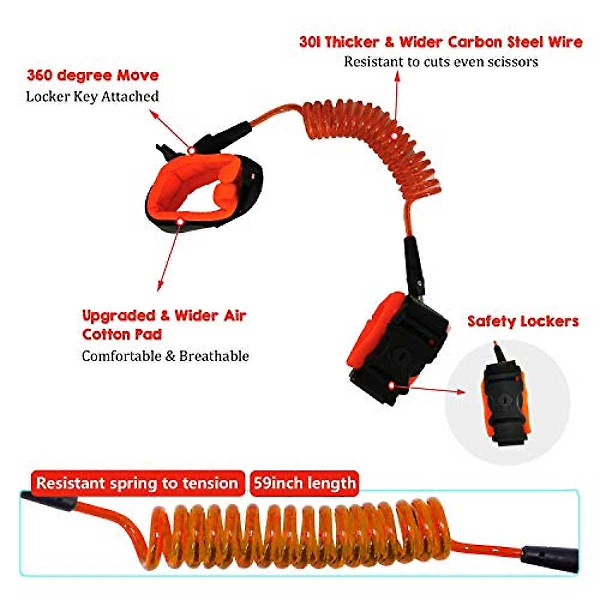 Child Safety Leash for Walking - 2Pack (Orange, 59inch + 98inch)