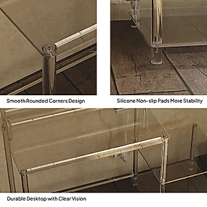 Eglaf Acrylic Desk with Printer Space - Home Office Desk Computer Desk with Power Outlet, Monitor Stand, for Study Working Writing Gaming, 44.5'' L x 18.9'' W x 35.8'' H, Clear