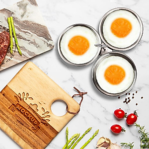 Egg Boiling Stainless Steel Egg Poacher Pan Insert with Oil Brush Nonstick Egg Poacher Multi-function Egg Steamer for Poached Egg Tool