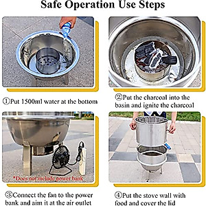 NEWCES Safety Certification Standing Charcoal Barbecues Grills Stainless Steel BBQ Grill w/Barbecues Grid Portable Combination Grill-Smokers for Outdoor Garden Courtyard Camping Hiking Picnic