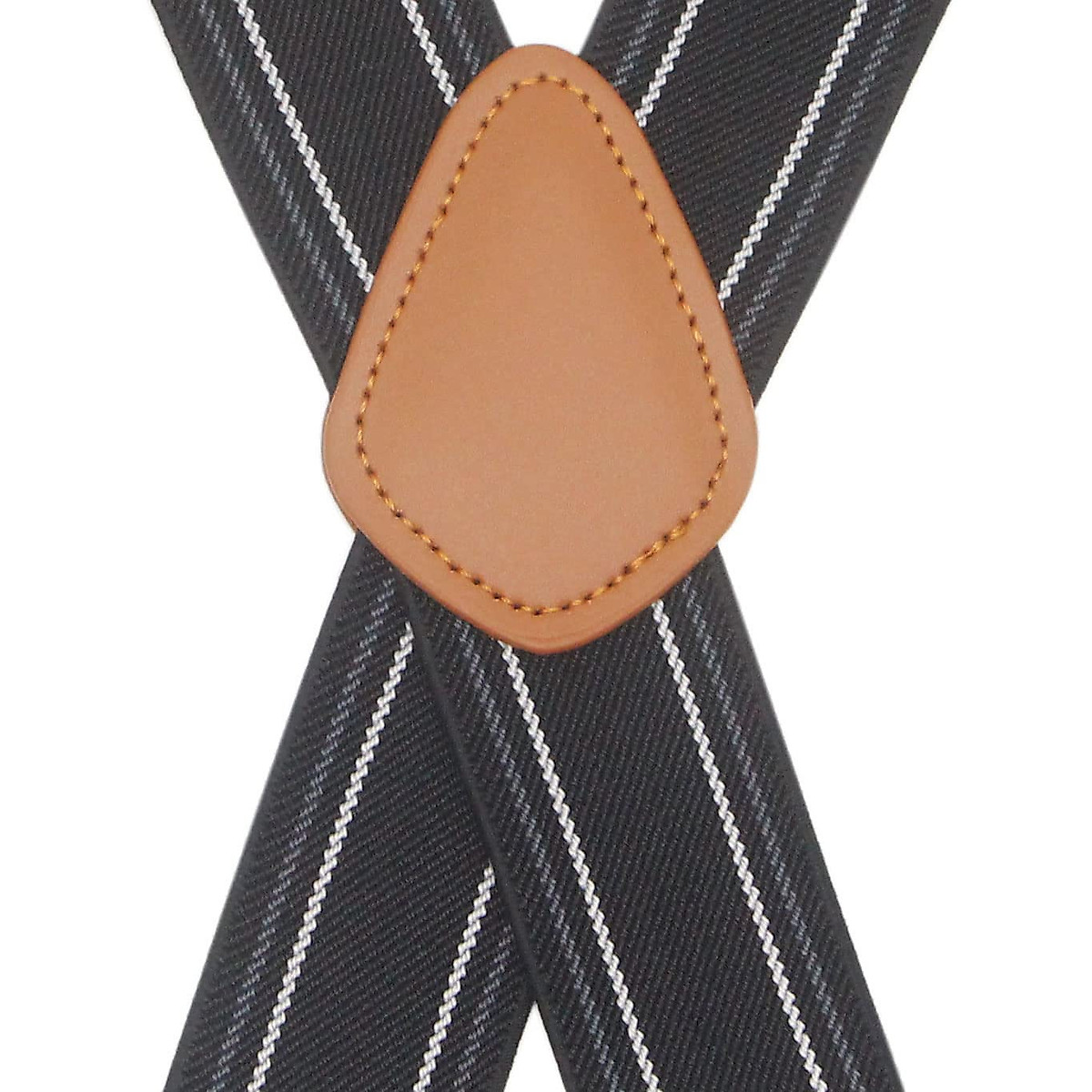 Timiot Mens Suspender 4 Swivel Strong Hooks Adjustable Braces Elastic Comfortable X Style Heavy Duty Strap (Black White Stripe)