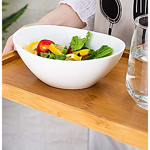 Lawei 4 Pack Porcelain Serving Bowls, 36 Oz Oval Ceramic Mixing Bowls, 9" Large Serving Dishes for Salads, Spaghetti, Dessert, Veggie, Potatoes and Fruits, Side Dishes, Microwave & Dishwasher Safe