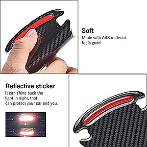 XhuangTech 8pcs Universal 3D Carbon Fiber Car Door Handle Paint Scratch Protector Sticker Auto Door Handle Scratch Cover Guard Protective Film Car Outdoor Safety Reflective Strips (Red)