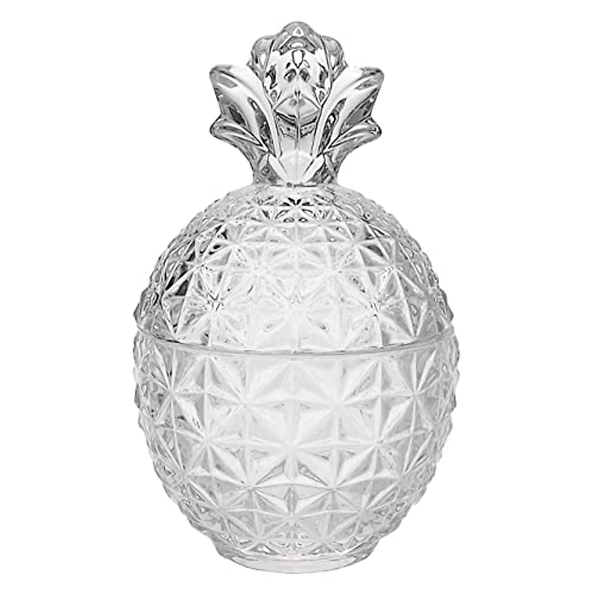 Crystal Glass Pineapple Embossed Candy Jar Candy Dish Food Storage Jar with Lid
