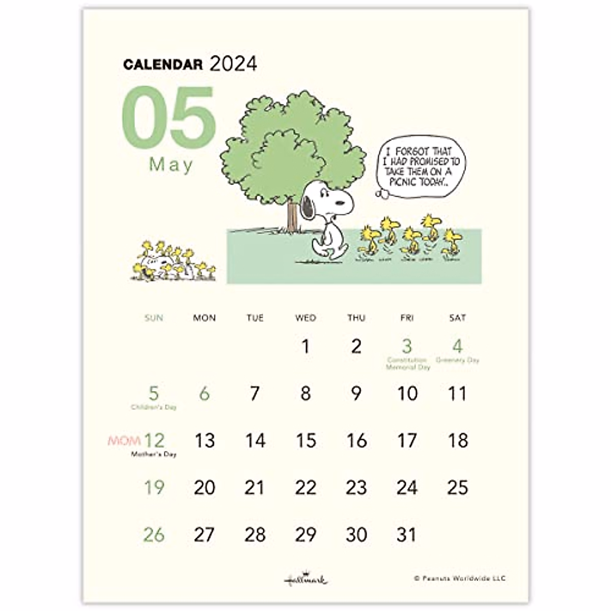 Hallmark 824-389 Japan Hallmark Snoopy 2024 Calendar Desktop Vertical