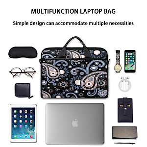 Paisley Retro Pattern Laptop Computer Bag Waterproof Shoulder Messenger Bag 13-15 inch Durable Laptop Tote Bag with Shoulder Strap Handle Lightweight Crossbody Briefcase