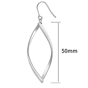 Stainless Steel Rhombic Wave Shaped Simple Plain Dangle Earrings (Silver)