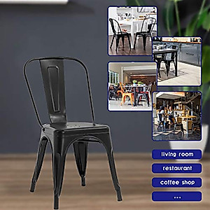 Metal Chairs Set of 4 Stackable Chairs Patio Chairs 18 Inch Seat Height Restaurant Chair Chic Metal Kitchen Dining Chairs Trattoria Chairs Indoor/Outdoor Metal Tolix Side Bar Chairs