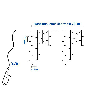 Bstge Christmas Icicle Lights Outdoor, 38.4ft LED Plug in LED String Lights with 8 Modes, Waterproof Christmas Icicle Lights for Patio, Yard, Garden Decoration (White)