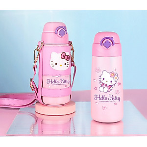 Hello Kitty Stainless Steel Insulated Water Bottle with Bag Pink 500ml