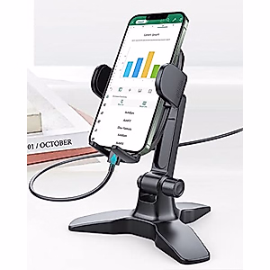 OQTIQ Cell Phone Stand for Desk, Adjustable Phone Stand with 360 Degree Rotation, Heavy Duty Cell Phone Holder, Home Office Accessories, Desktop Phone Holder for iPhone 14 13 12 Pro Max, Galaxy S22