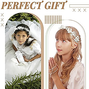 Yinder 3 Pcs Flower Headpiece Hair Accessories for Wedding Flower Headband Flower Crown Floral Tiara Rhinestone Pearl Headband for First Communion Prom(Silver)