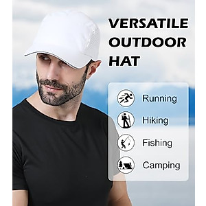Mens Breathable Mesh Running Hat Outdoor UPF 50+ Lightweight Baseball Golf Cap Black Quick Dry Sun Hat