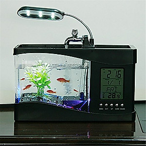 ATC® Mini USB LCD Lamp Desktop Fish Tank Aquarium with LED Clock