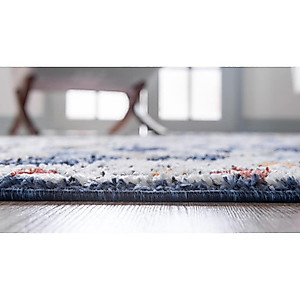 Unique Loom Morocco Collection Abstract Border, Diamond, Bohemian Area Rug (8' 0 x 10' 0 Rectangular, Multi/Blue)