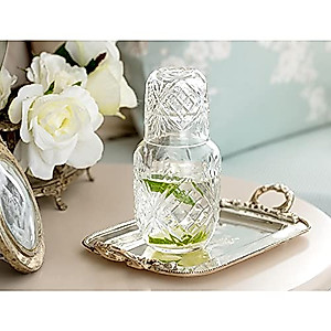 ONS ELITE Bedside Water Carafe with Glass Set - Glass Carafe 16 oz/Cup 4.5 oz - Bedside Carafe Pitcher and Cup - Night Carafe with Glass - Beautiful Gift Box (ORCHID)